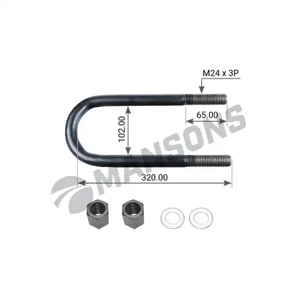 MANSONS 300.116 с гайками и шайбами 102 / xm24x3x65mm l=320-u\ bpw