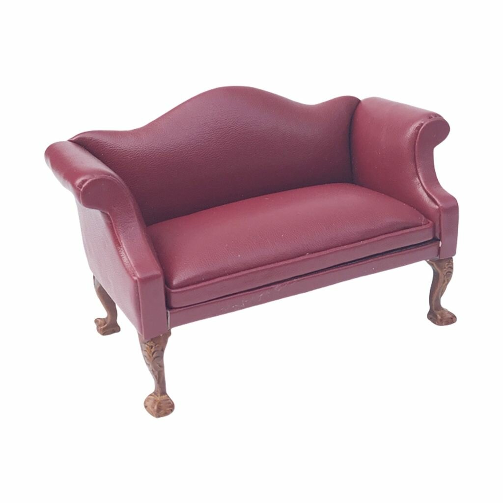 Аксессуары для кукол и игрушек,1:12 Миниатюрная модель мебели для кукольного домика, двуспальный кожаный диван - красный,