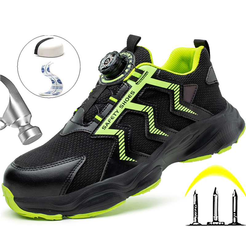 New rotating button Safety Shoes Non-slip Puncture-Proof Work Sneakers Composite toe Men Protection Shoes breathable Work Shoes