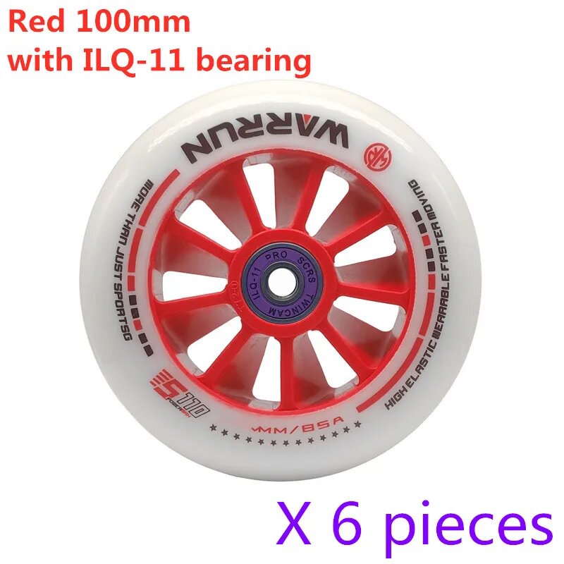 WARRUN Скоростные колеса для роликов 85A 6/8 шт Красный, 6 Red 100mm ILQ11