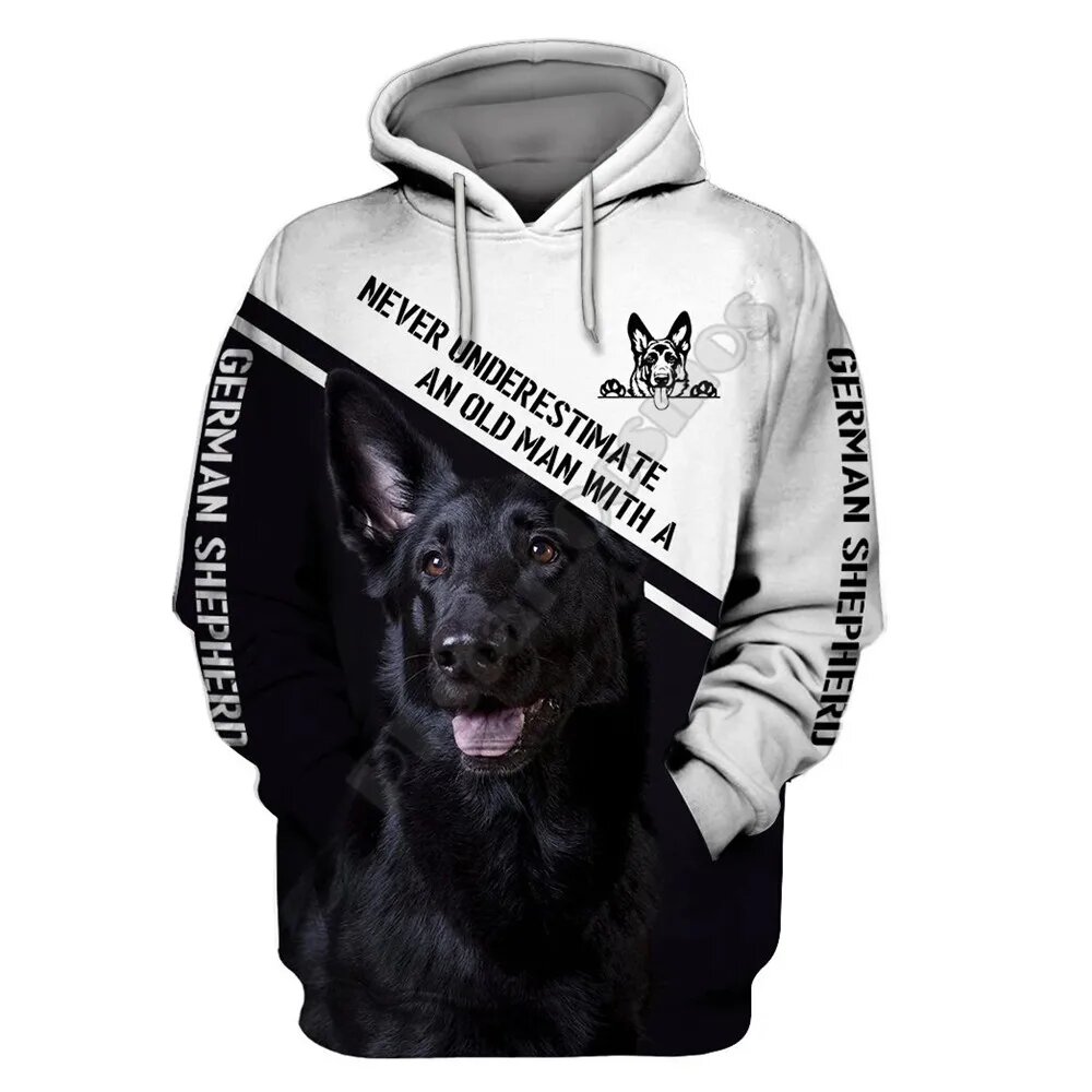 Толстовка черная с немецкой овчаркой, XXL, style-10