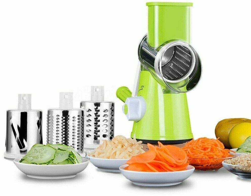 Мультислайсер терка для овощей и фруктов 3 в 1/Терка для овощей, фруктов 3 насадки салатовая