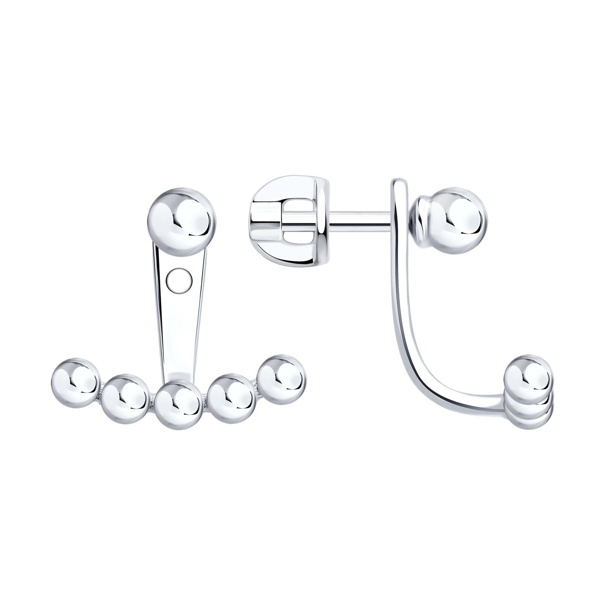 Серьги пусеты, серебро, 925 проба, родирование