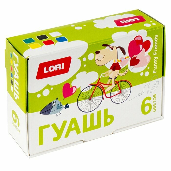 Гуашь LORI 6 цветов по 15 мл, "Funny Friends" (Гф-001)