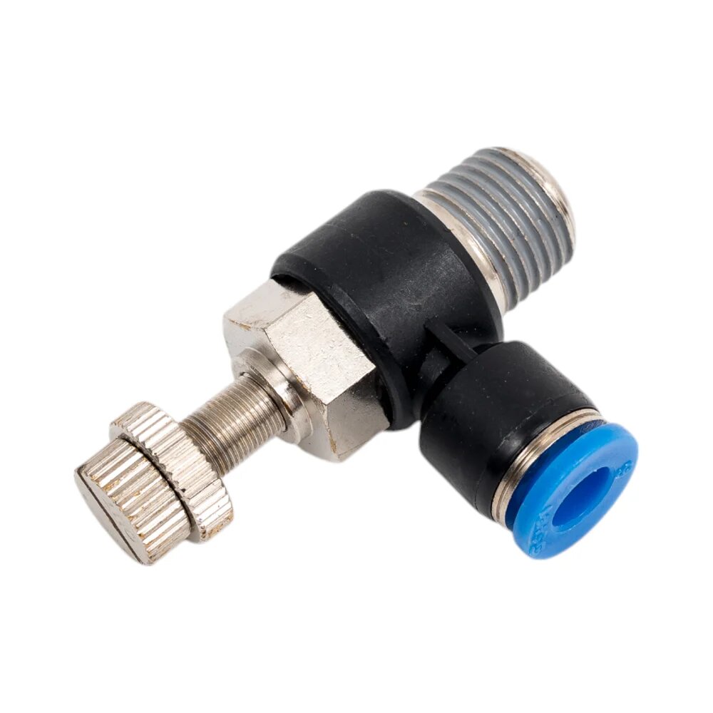 Фитинг-дроссель (пневмодроссель) угловой с наружной резьбой M1/4" SHPI SC 06-02