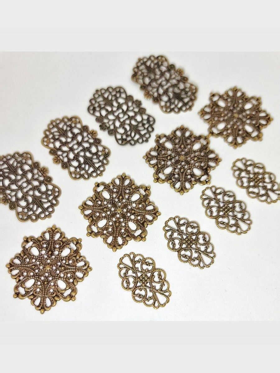 Филигрань 30-50мм. Набор 12шт. Цвет Бронза.
