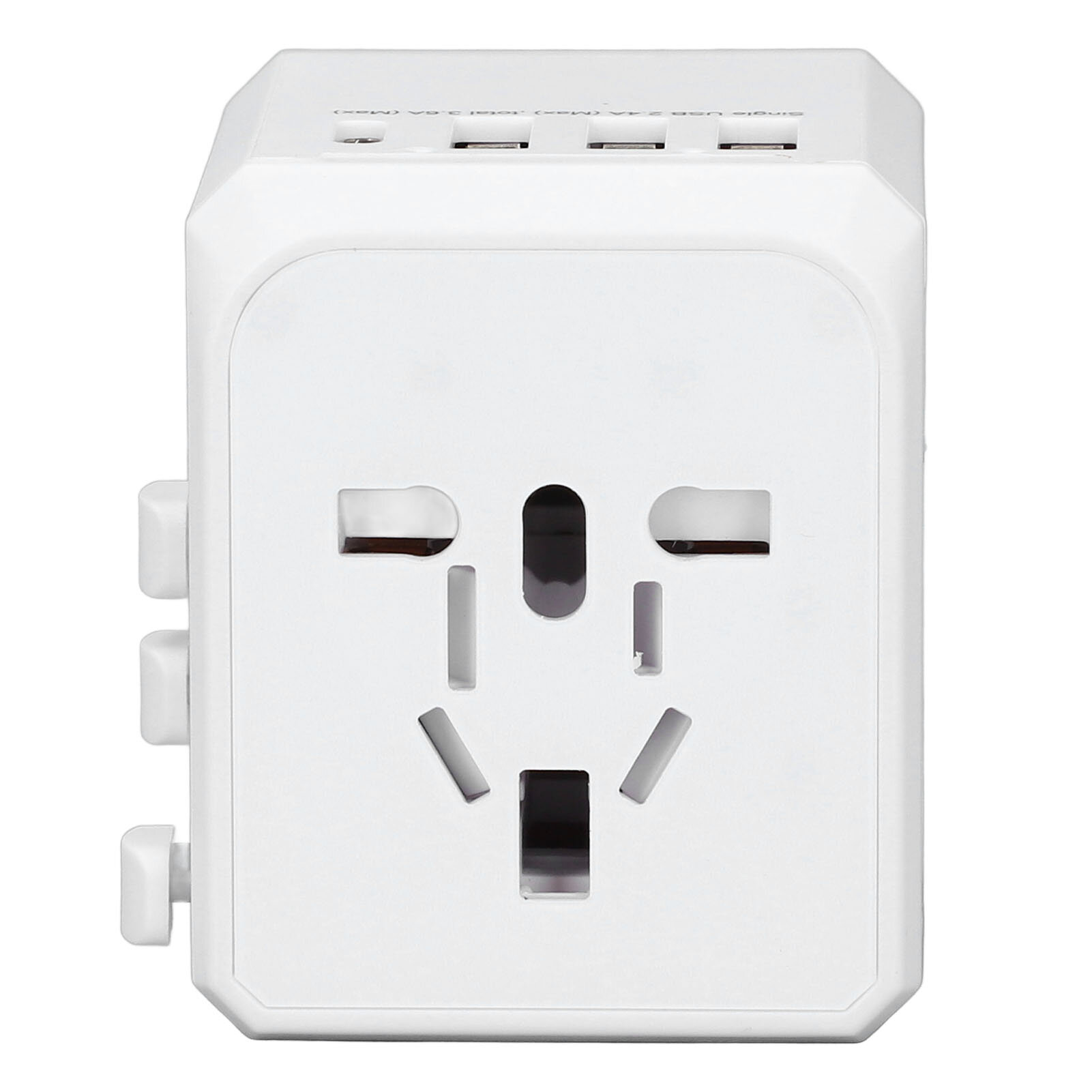 Адаптер питания для путешествий с 3 USB A 1 USB C Портативный тихий дорожный преобразователь напряжения для фена телефона камеры часов белого цвета