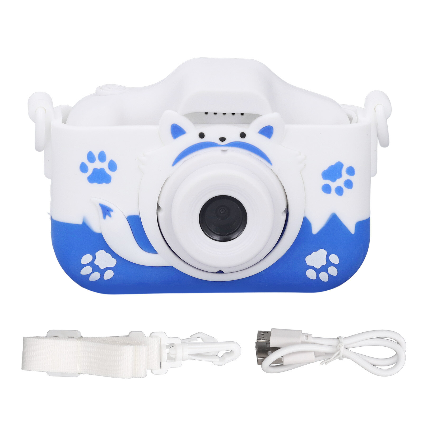 Детская камера 2 дюйма IPS Экран HD Двойная камера Детская видеорочная видеокамера с игрой симпатичная защитная обложка для мальчиков подарка по случаю дня рождения голубой