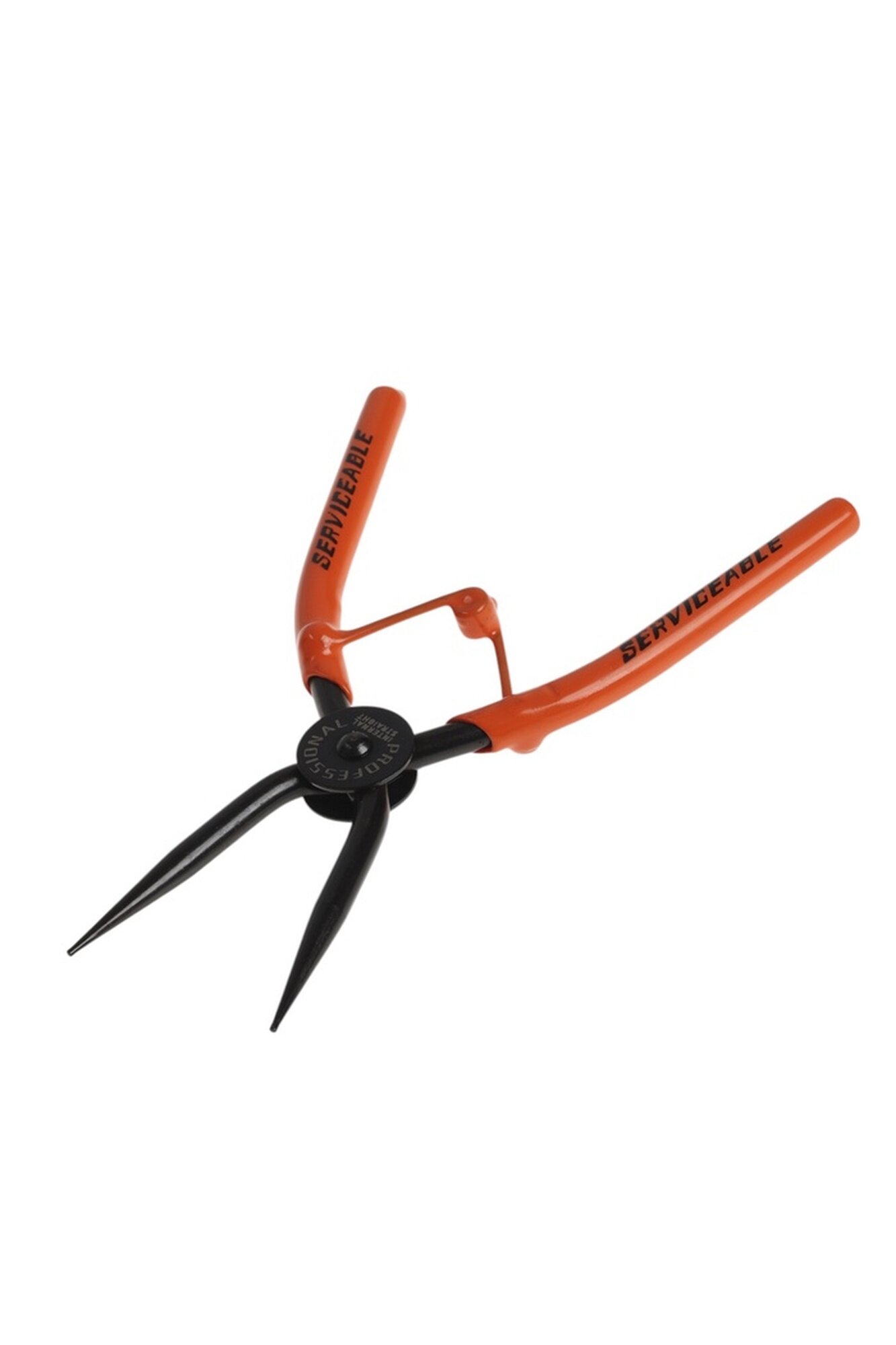 Съемник внутренних стопорных колец тундра, удлиненные прямые губки на сжим, 190 мм