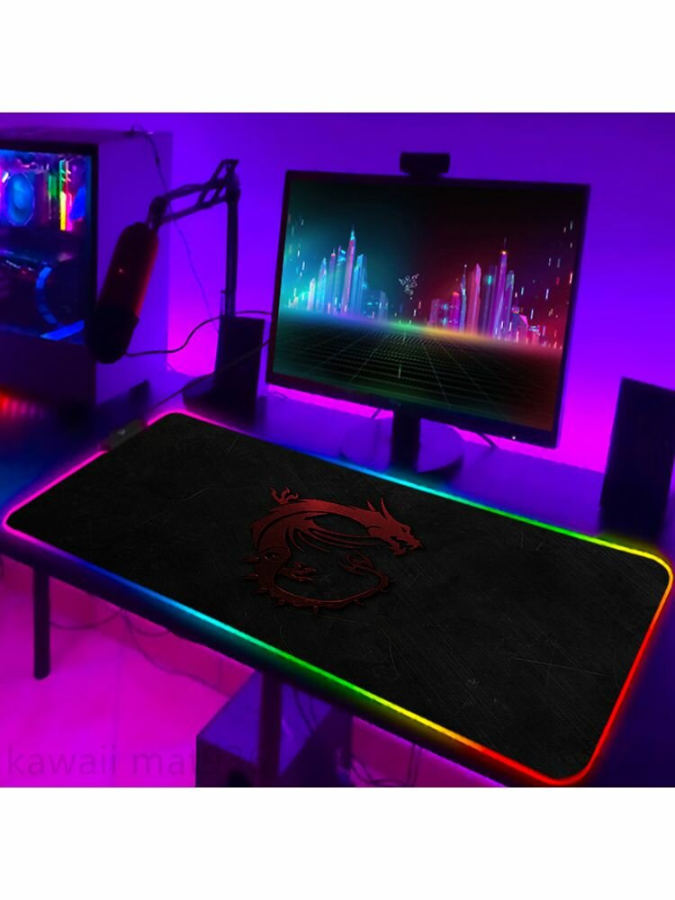 Игровой коврик MSI "Speed + Control", для клавиатуры и мыши, нескользящий, с подсветкой