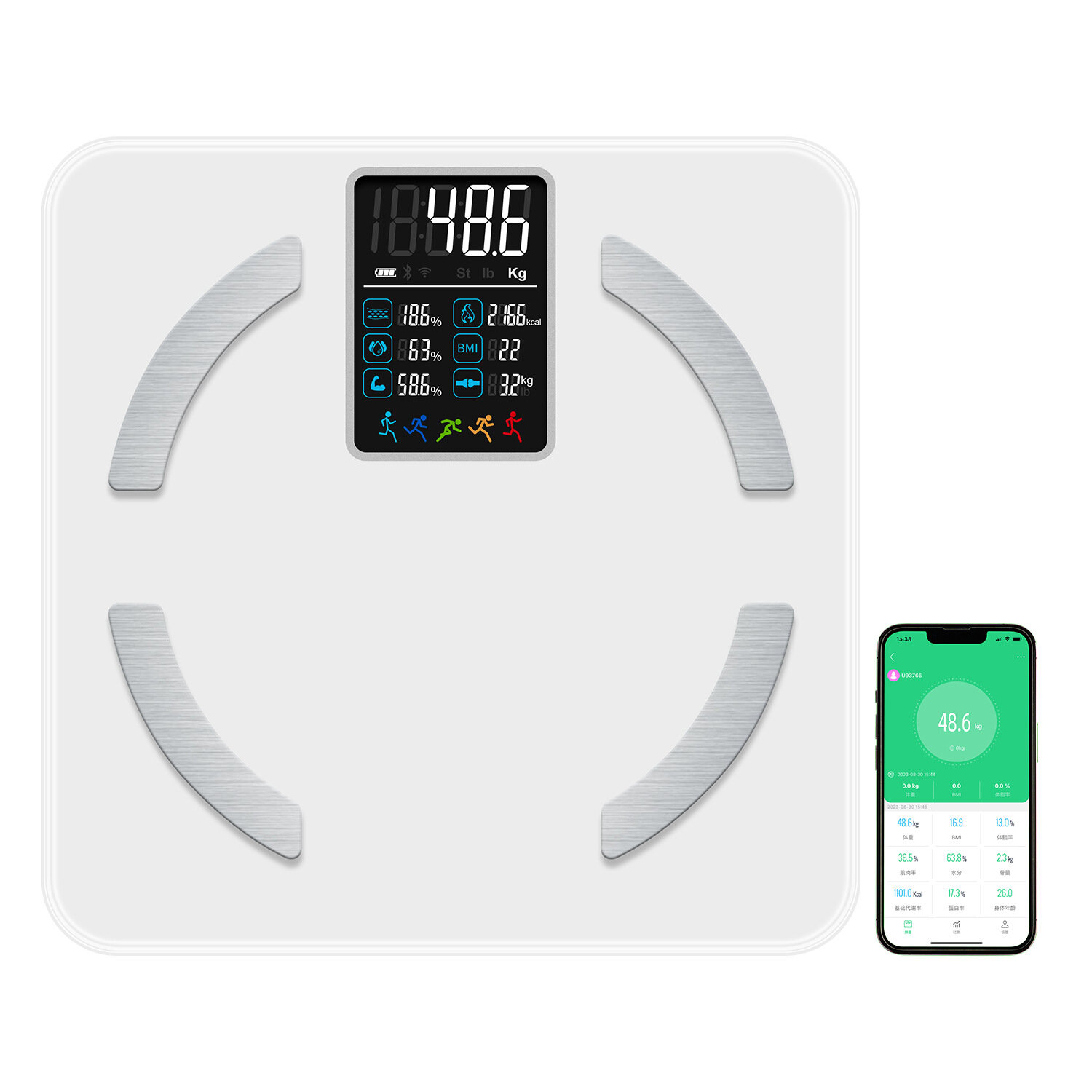 Высокоточная весовая шкала Smart Bluetooth body fat scale может быть подключена к электронной шкале APP