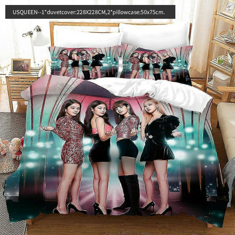3d комплект группа одеяло постельное белье с рисунком девочка blackpink чехол украшение спальни для участников наволочка 228x228см