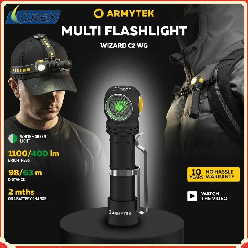 Фонарик Armytek Wizard C2 WG 3 в 1 Green and White