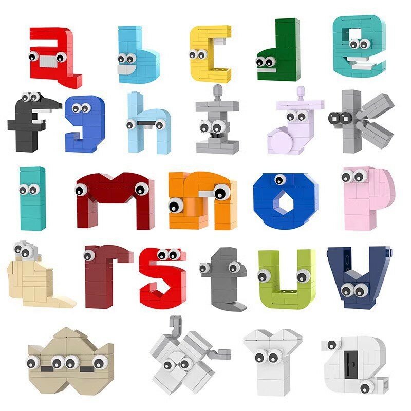 Строительные блоки MOC совместимы с Lego Creative Enlightenment Alphabet Lore 26 строчных букв Legend Alphabet Monster.