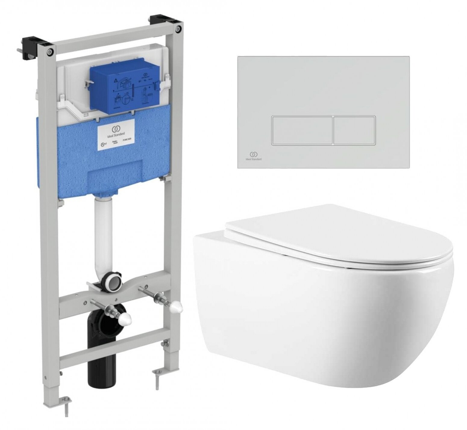 Комплект 3 в 1 инсталляция Ideal Standard + Унитаз подвесной Vincea Evo VT1-34 + кнопка хром