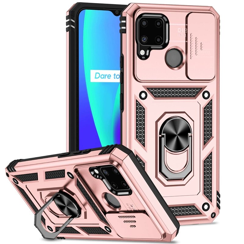 Силиконовый чехол для Realme C11 с оконным дизайном и полным покрытием, розовый цвет