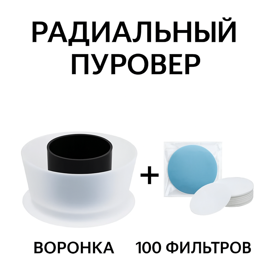 Воронка для заваривания кофе радиальная CFPRESS Coffee Brewer + 100 фильтров, прозрачный