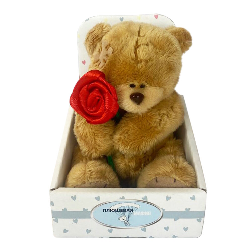 Мягкая игрушка Плюшевая мафия Мишка с розочкой бежевый