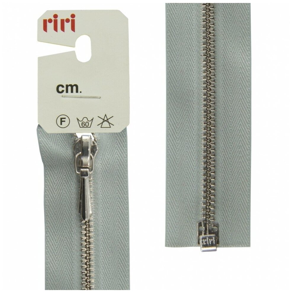 Riri #8351130/60/2118 Молния металлическая, разъемная, 3 мм, 60 см, светло-серый
