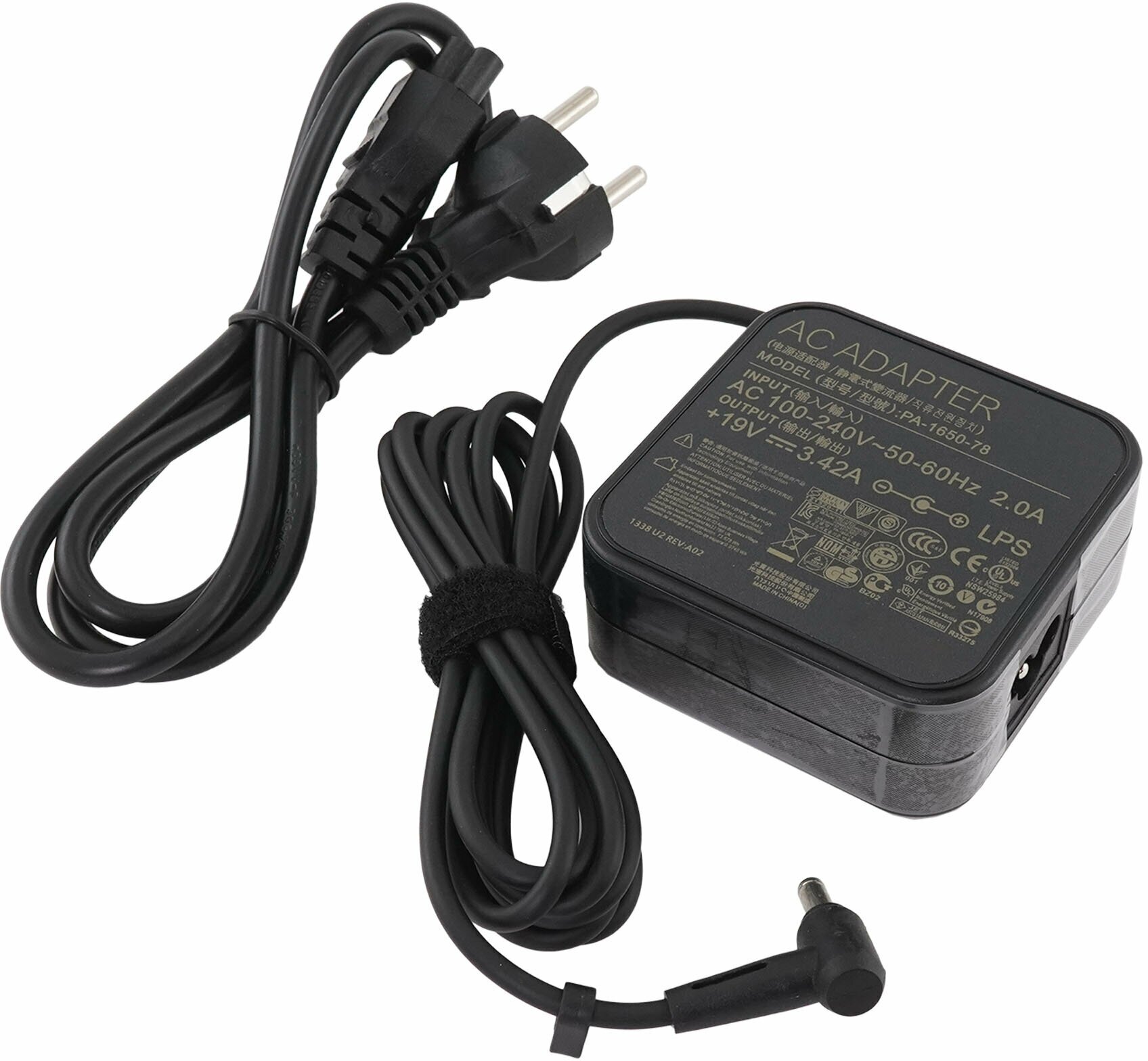 Блок питания (сетевой адаптер) для ноутбуков Asus 19V 3.42A 65W 4,5x3,0мм черный, с сетевым кабелем