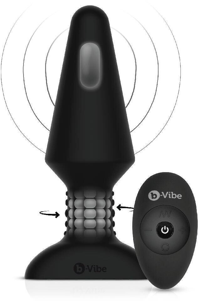 Анальная пробка B-Vibe "Rimming Plug", силикон, с вибрацией, черная