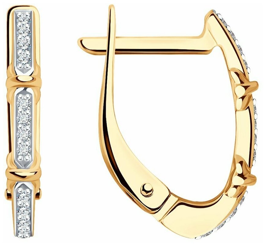 Серьги, красное золото, 585 проба, бриллиант