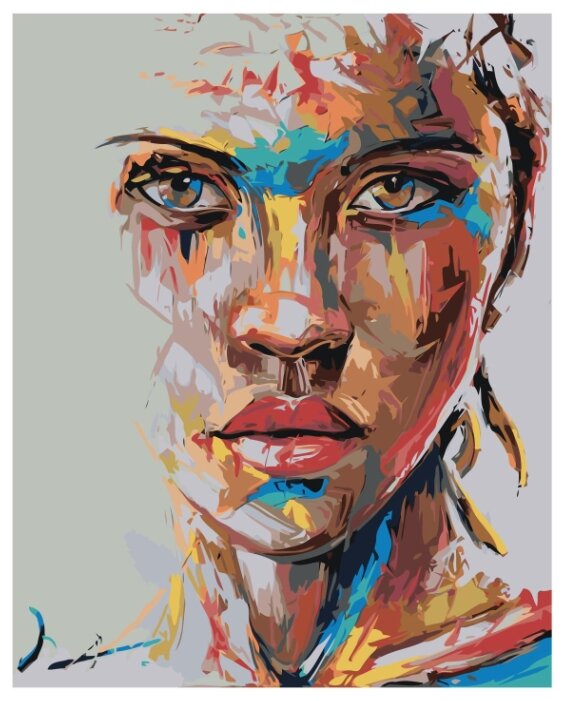 Радужное лицо девушки Раскраска картина по номерам на холсте