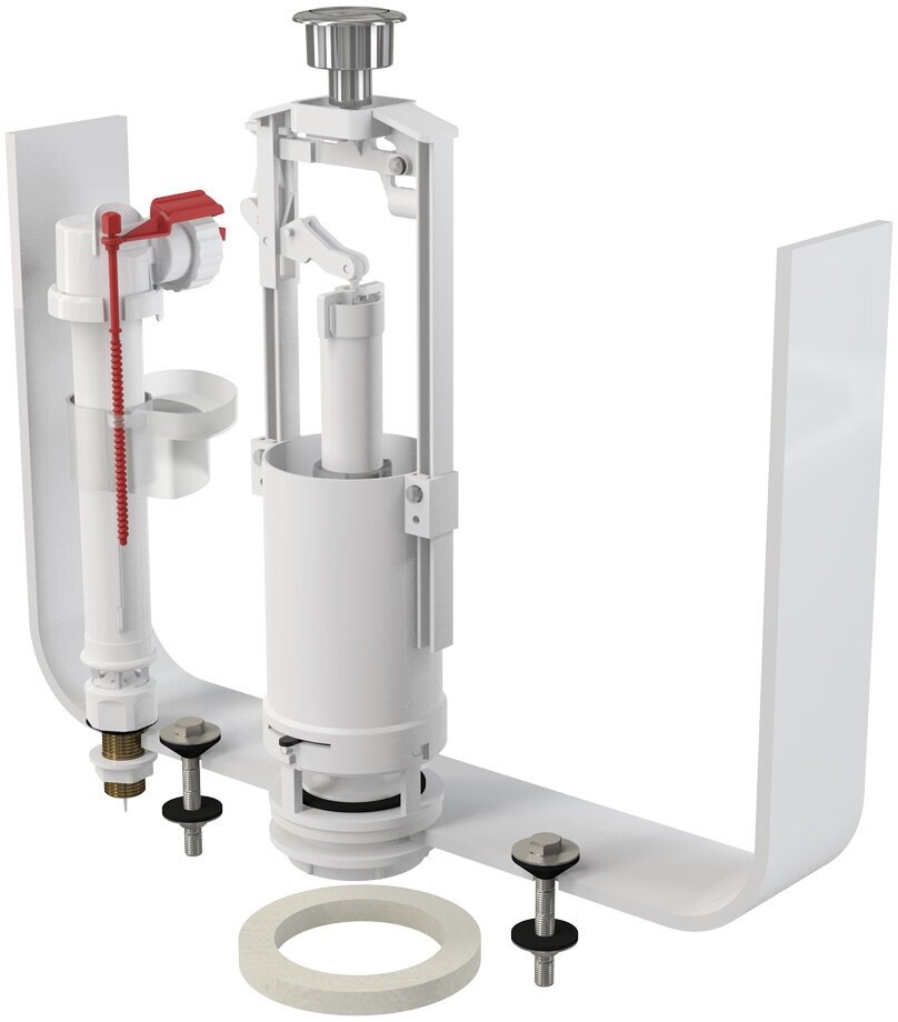 Арматура (комплект) для унитаза сливной механизм с кнопкой нижняя подводка AlcaPlast SA2000SK 1/2" CHROM