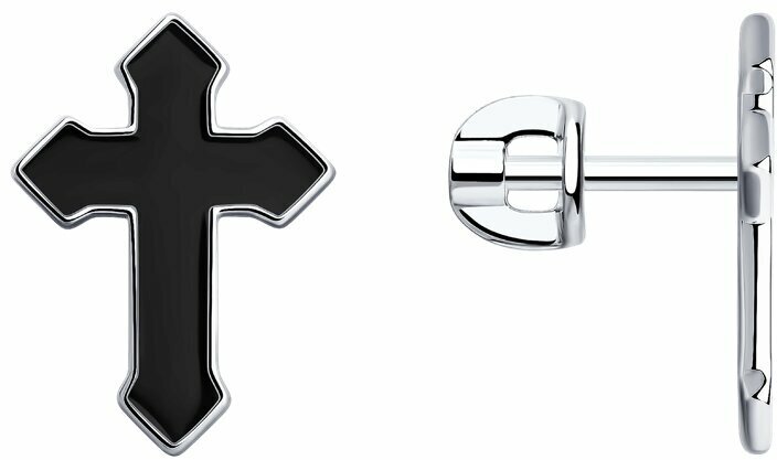 Серьги пусеты, серебро, 925 проба, родирование, эмаль