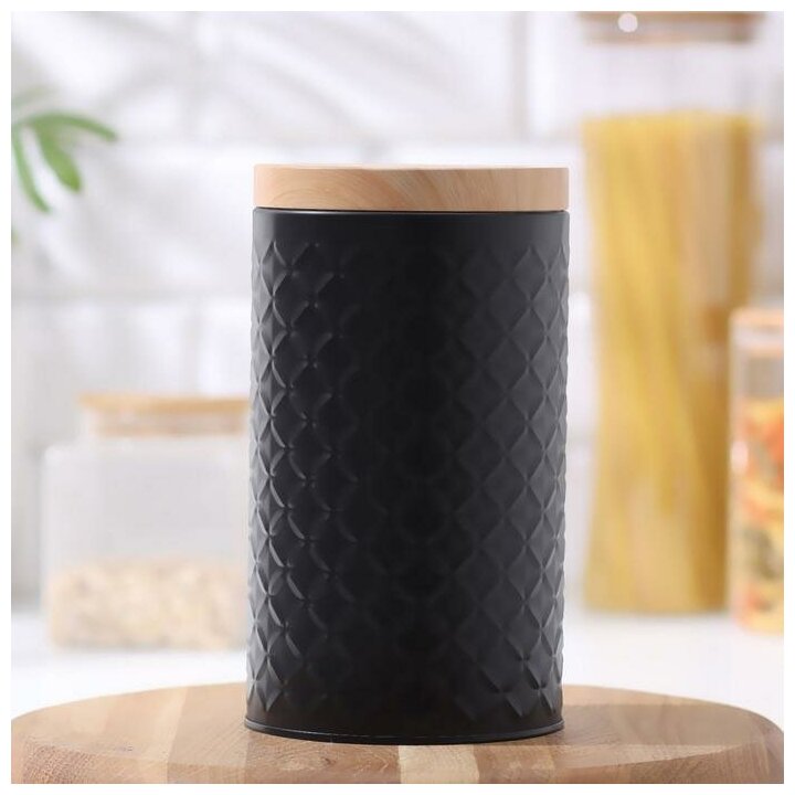 Банка для сыпучих «Сканди», 1.5 л, жесть, чёрная