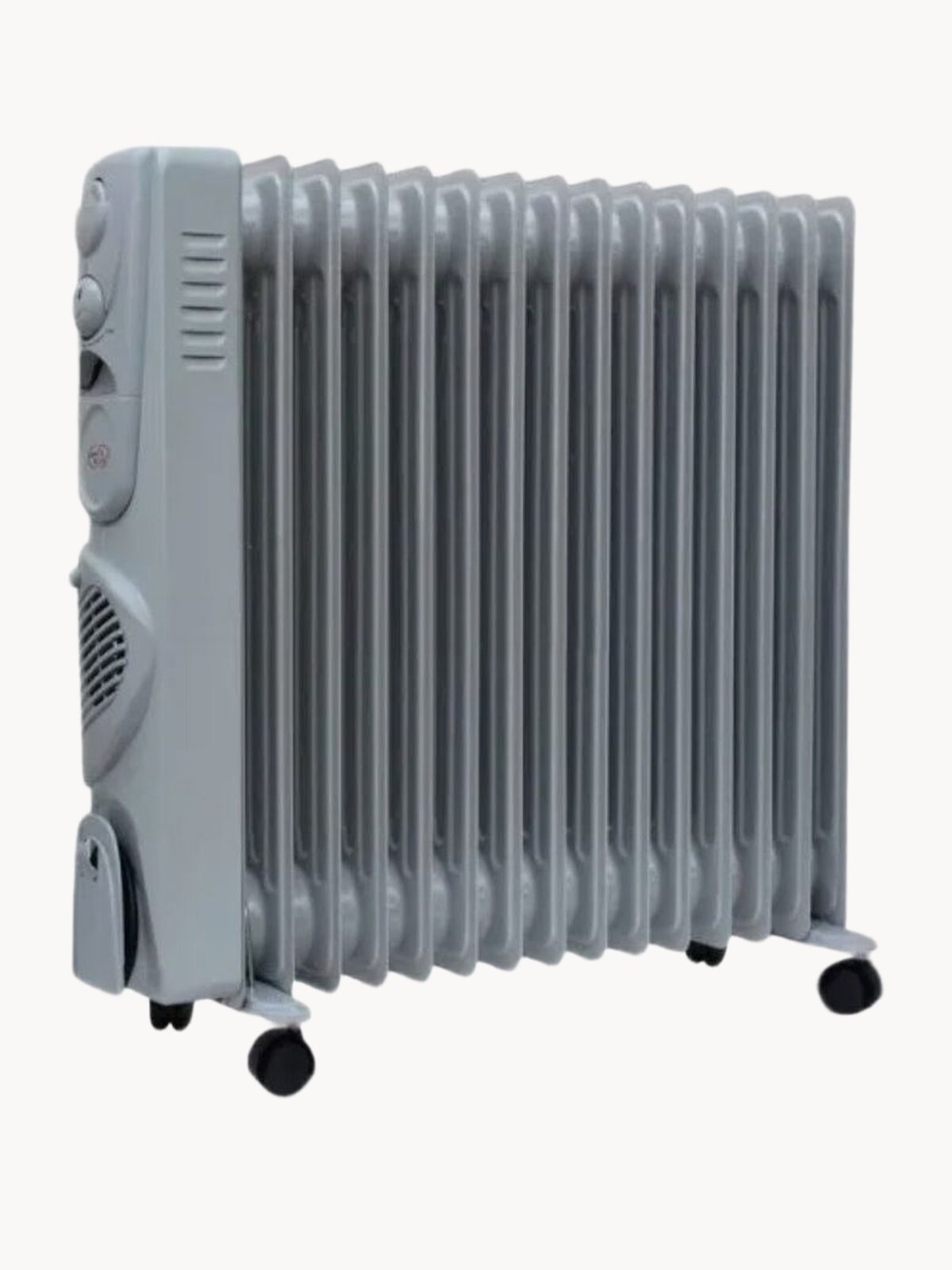 Обогреватель масляный Умница ОМВ-15с.-3,4кВ с вентилятором, серый цвет