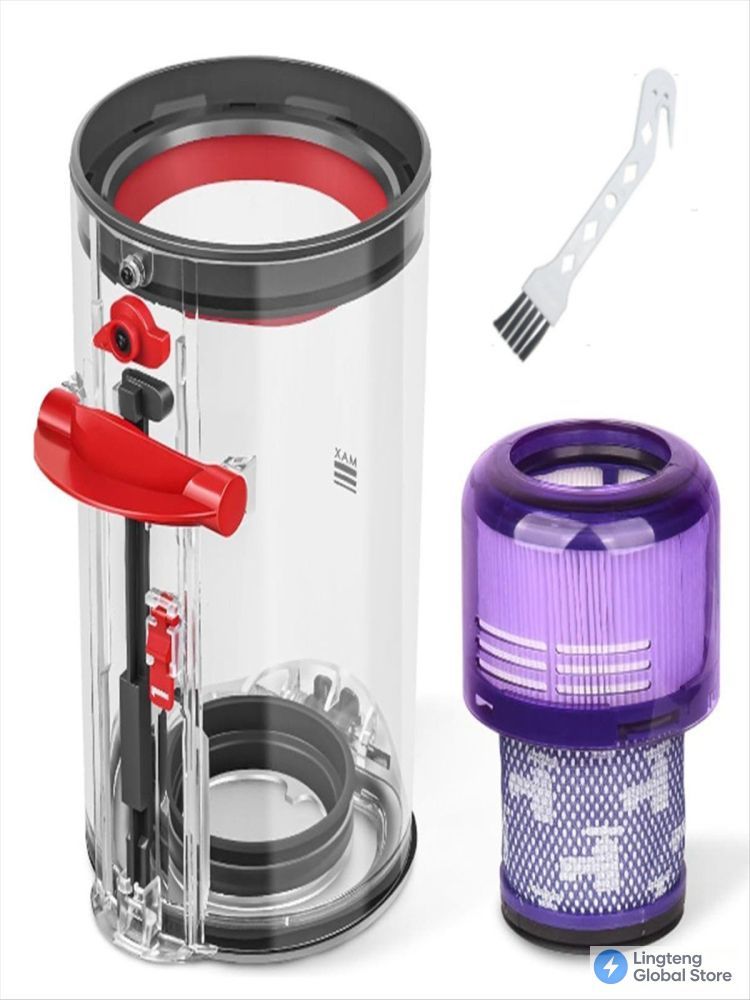 Пылесборник с фильтром для Dyson V11 V15 прозрачный с красной ручкой сменный для уборки дома контейнер