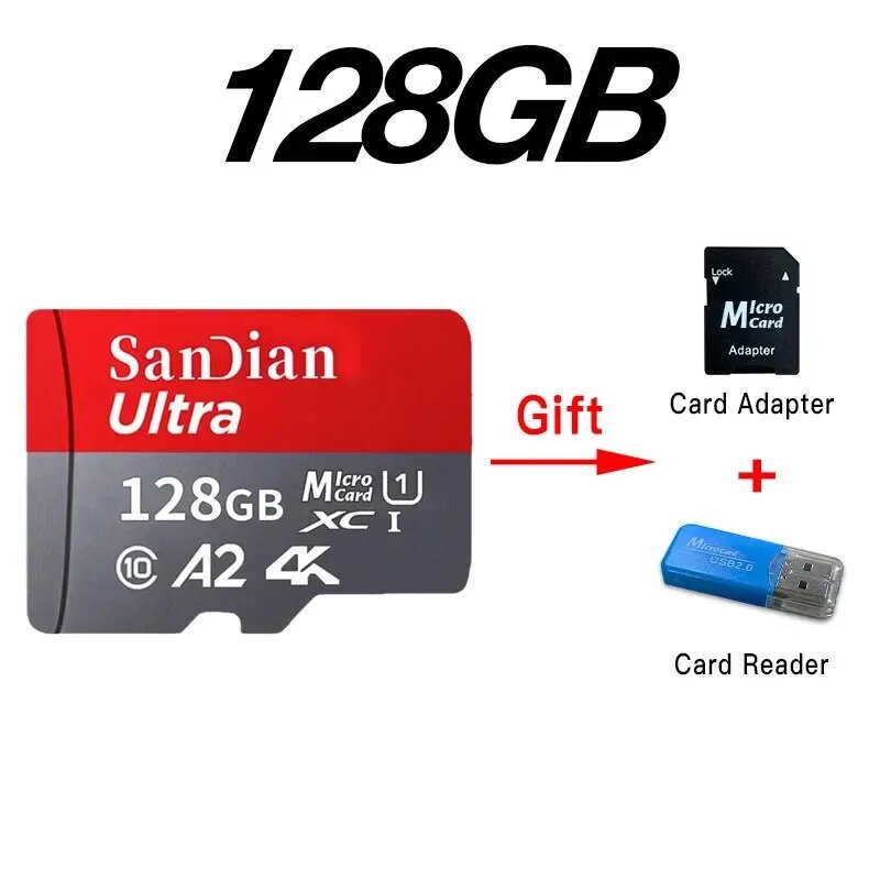 Оригинальная карта памяти microSD Class 10 128GB 256GB 512GB для камер телефонов планшетов 128GB