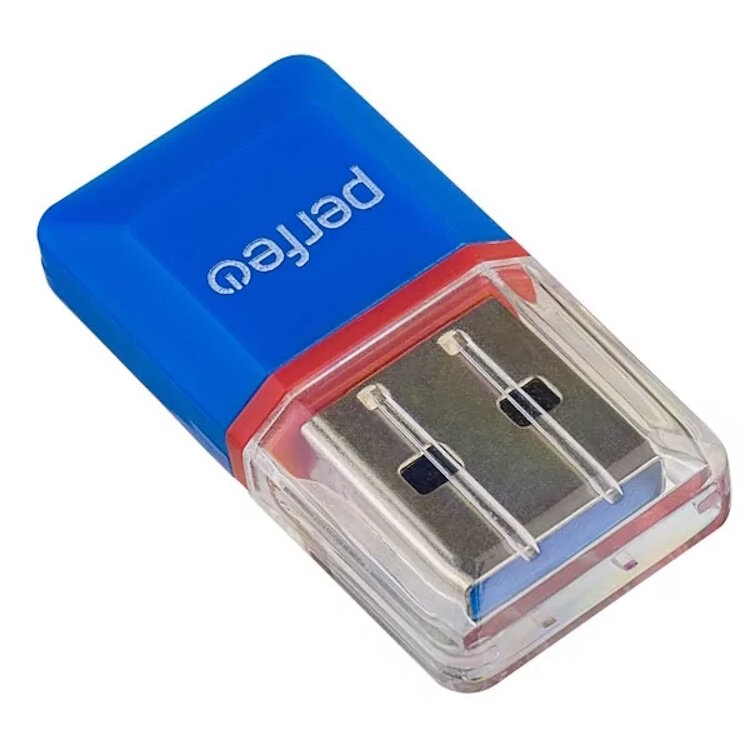 Картридер Perfeo Micro SD, (PF-VI-R008 Blue) синий PF_5054