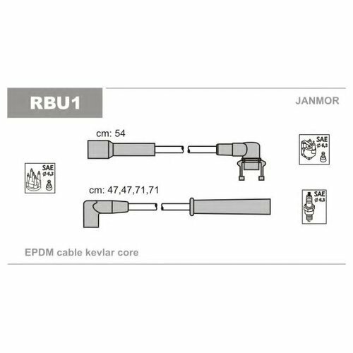 Комплект проводов зажигания Janmor RBU1 для Renault 19 I, II, 21, Clio I, Megane I