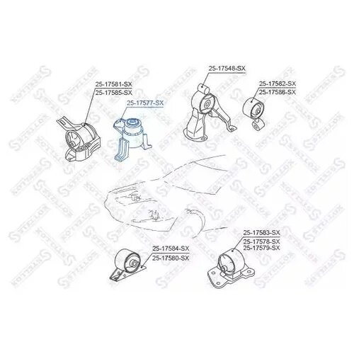 Подушка двигателя правая MITSUBISHI OUTLANDER CU 2002-2006, 2517577SX STELLOX 25-17577-SX