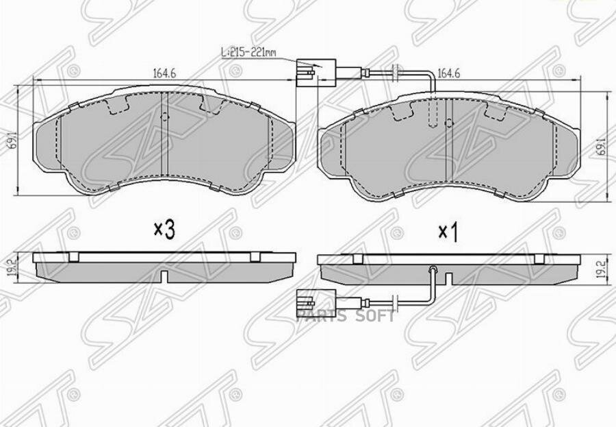 Колодки тормозные (Спереди) Peugeot Boxer 06-14 / Citroen Jumper 94-02 Sat арт. ST-425244