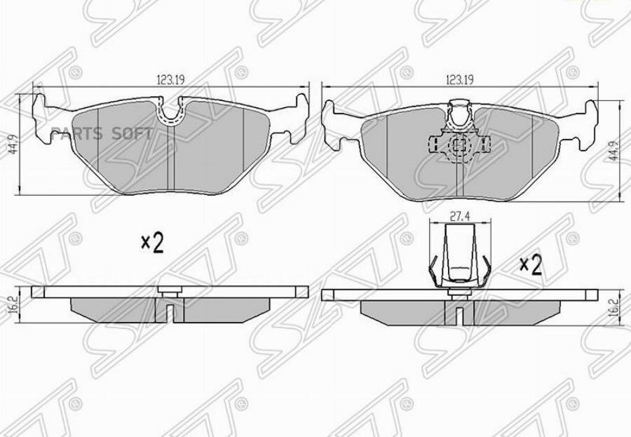Колодки тормозные (Сзади) BMW 3-Series 90-00 / 5-Series 95-04 SAT ST-34216761281 | цена за 1 шт