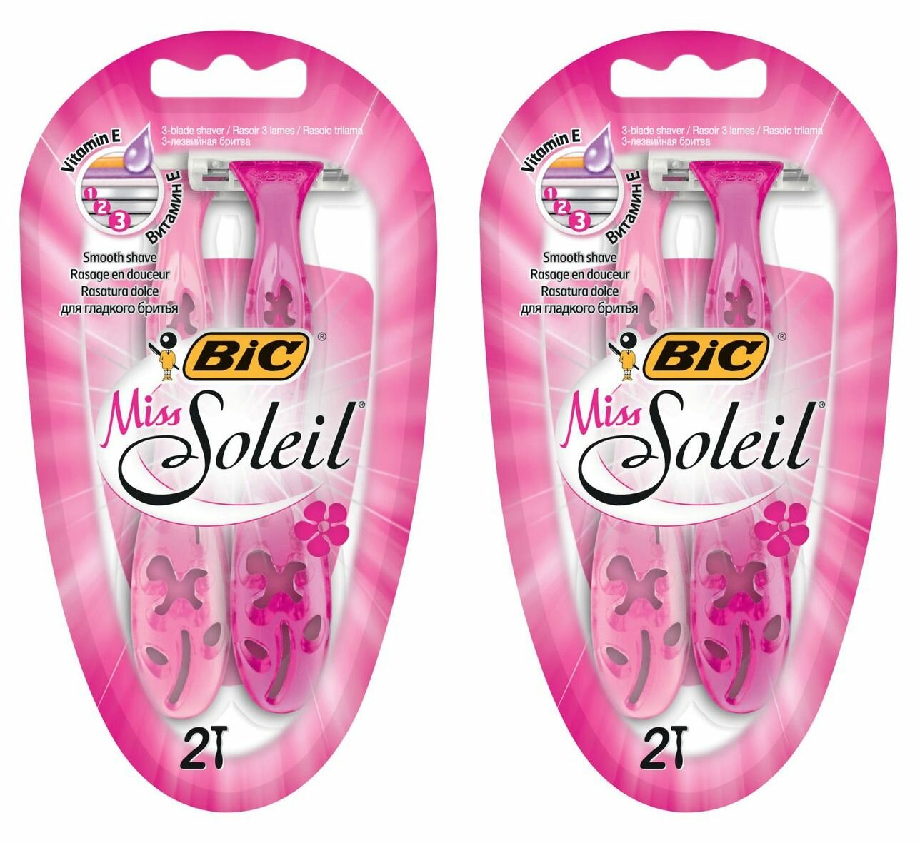 Bic Станок для бритья женский Miss Soleil, одноразовый, 2 шт, 2 упаковки