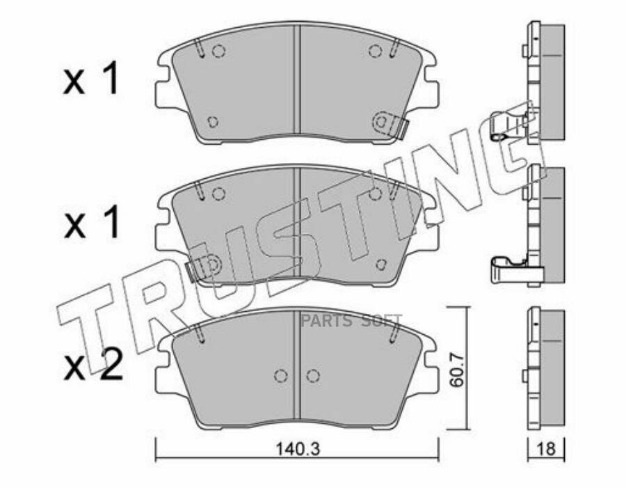 К-т дисков. тормоз. колодок Kia Sportage IV (QL, QLE), HYUNDAI Tucson II (TL, TLE) 2017- Front Trusting арт. 11640