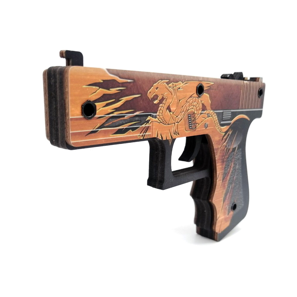 Деревянный пистолет Глок 18 Реликвия (резинкострел) Mod.2 EcoToys