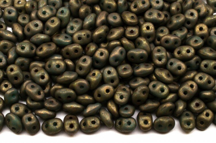 Бусины SuperDuo 2,5х5мм, отверстие 0,8мм, цвет 63130/85695 нефритовый травертин матовый, 706-067, 10г (около 120шт)