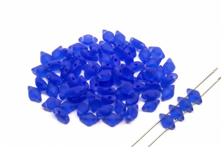 Бусины GemDuo 8х5мм, отверстие 0,8мм, цвет 30060/84110 сапфир прозрачный матовый, 709-028, 10г (около 64шт)