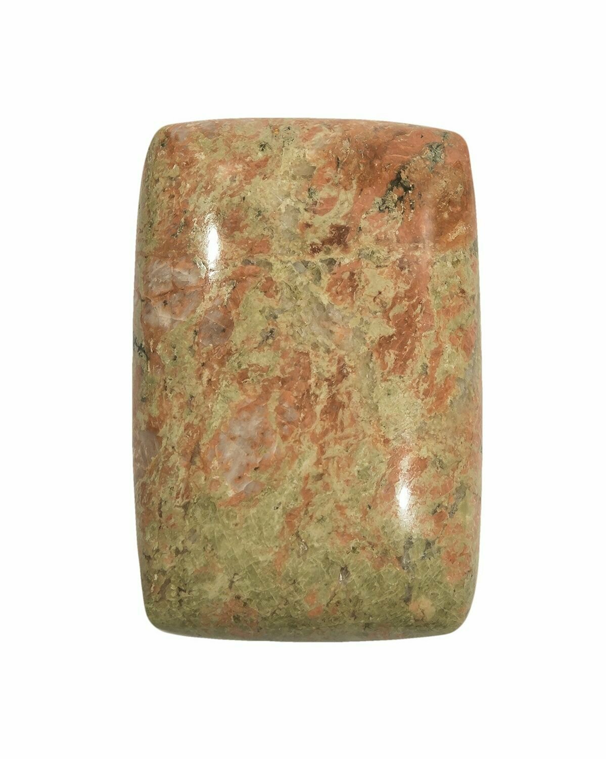 Кабошон из унакита размером 44х29х7 мм.