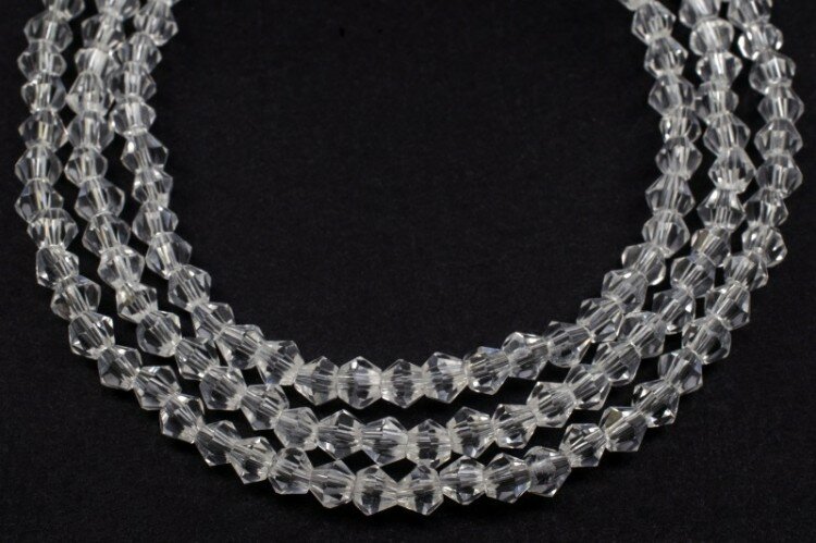 Бусина стеклянная биконус 3х3,5мм, цвет прозрачный, 557-012, 20шт