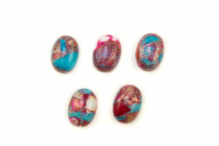 Кабошон овальный 18х13мм, Реголит синтетический, оттенок розовый, 2010-008, 1шт