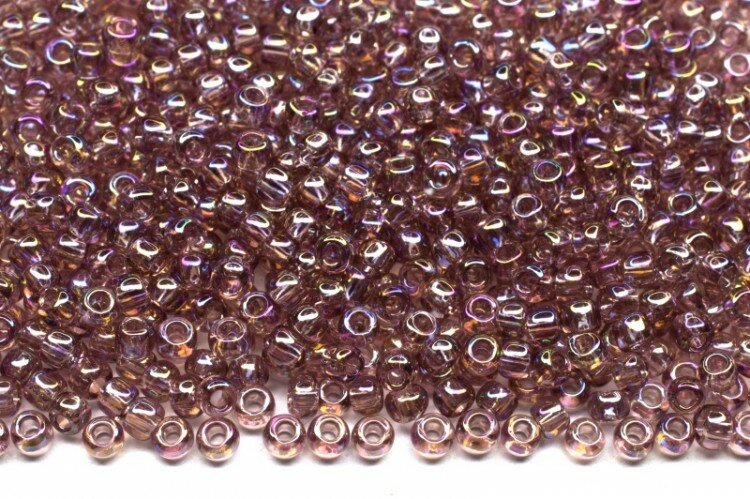 Бисер японский TOHO круглый 11/0 #0166 светлый аметист, радужный прозрачный, 10 грамм