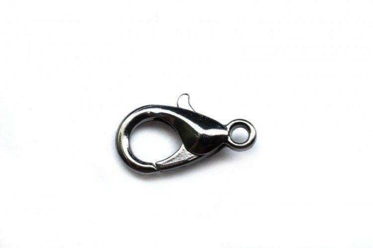 Замок-карабин 14х8мм, отверстие 1,8мм, цвет черный, сплав металлов, 07-036, 4шт