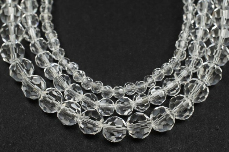 Бусины стеклянные граненые круглые 4/6/8мм, цвет прозрачный, 545-021, 1 набор