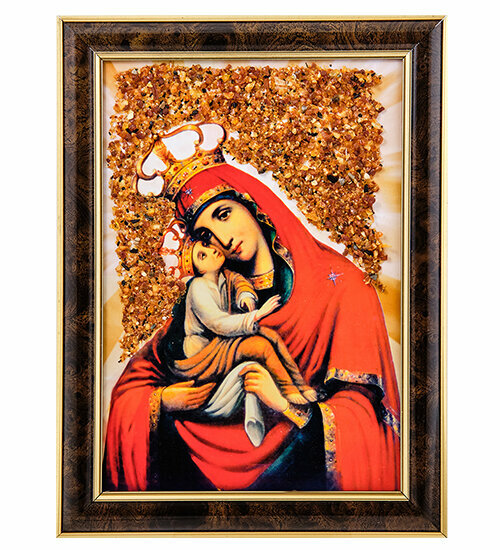 Икона Божией Матери (с янтарной крошкой) H-34см AMB-02/23 113-7012502